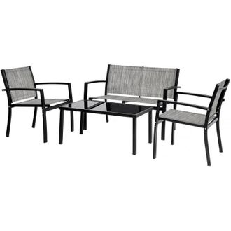 Habitat et Jardin Salon de jardin bas Lino - 4 places - Gris