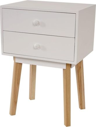 Hhg Kommode Vaasa T271, Beistelltisch Nachttisch Schrank, Retro-Design 59x40x30cm Schublade weiß
