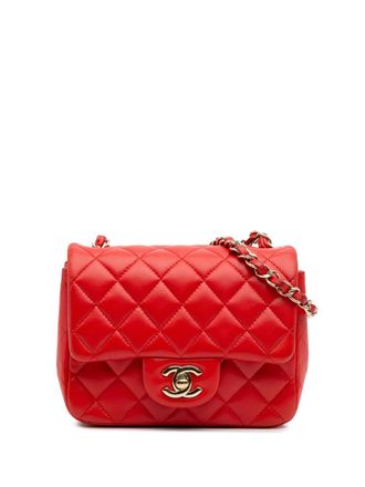 Chanel 2016-2017 mini Square Classic Single Flap Umh&auml;ngetasche - Rot