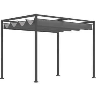 OUTSUNNY Pergola r&eacute;tractable OUTSUNNY - 2,98L x 2,13l x 2,22H m - Structure m&eacute;tal &eacute;poxy anticorrosion - Toile polyester haute densit&eacute; 180 g/m&sup2; incluse - Gris