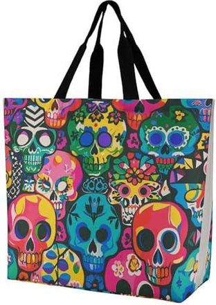 Generic Imprim&eacute; De Cr&acirc;nes Color&eacute;s Sac Courses L&eacute;ger Sacs Grand Sac &Agrave; Bandouli&egrave;re Pour Shopping Gym Universit&eacute;