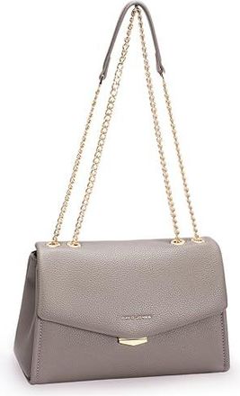 David Jones Paris - Sac porté épaule Ville - porté travers - Similicuir PU - Chaîne Dorée - Double Compartiment - Taille Moyenne - Pratique Chic Elégant Classique