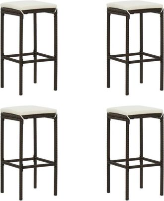 vidaXL Vidaxl - Tabourets de bar avec coussins lot de 4 marron r&eacute;sine tress&eacute;e
