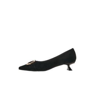 Emanuelle Vee Schwarze Wildleder Decollete mit goldener Metallschnalle - - Shoes - Damen - Schwarzk - 38 EU
