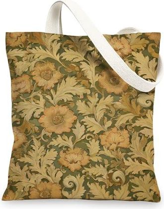 Generic Sacs fourre-tout vintage en toile à motif floral élégant, sacs de courses réutilisables, légers et lavables avec bandoulière pour voyage, pique-nique,