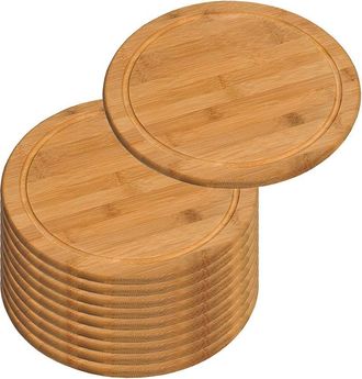 KESPER 10er SET KESPER 58444 Fleischteller Ø 30 cm aus FSC-zertifiziertem Bambus/Vesperteller/Pizzateller/Holzteller/Schneidebrett