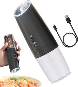 Generic Moulin &agrave; poivre automatique | Moulin &agrave; poivre automatique avec lumi&egrave;re LED Grosseur r&eacute;glable Rechargeable - Ensemble de moulins &agrave; sel &eacute;lectriques rech