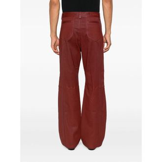 Amiri Wide-Leg Calf Leather Trousers - Red