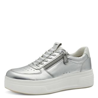 Tamaris Comfort Damen Plateau Sneaker mit Rei&szlig;verschluss Bequem, Silber (Silver), 38 EU