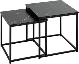 Atmosphera Atmosphera - Lot de 2 Tables Basses Jones Effet marbre Noir l37/33cm