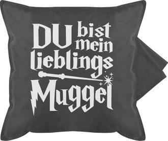 Shirtracer Kissenbezug - Statement - Du bist Mein Lieblingsmuggel I - 50 x 50 cm - Grau - Statement-Kissen Statements kissenhülle sofakissen sprüche bezug mit Po