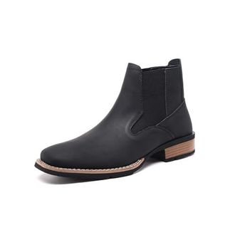 Generic Bottines Chelsea Homme Noires Slip-on avec &Eacute;lastiques Lat&eacute;raux, Tige en PU, Semelle en Caoutchouc, Bottes Classiques Ville et Bureau,Noir,42.5 EU