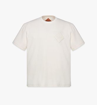 MCM Bouclé-T-Shirt mit Logoaufnäher