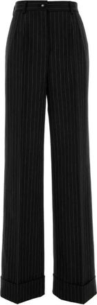 Dolce & Gabbana Femme, Pantalons, Noir, Taille: 36 FR Pantalon en laine stretch brod&eacute;