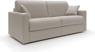 Divani.Store Chris Schlafsofa mit 18 cm hoher Matratze Stoff T13 206 cm (mat. 160x197) creme - panna