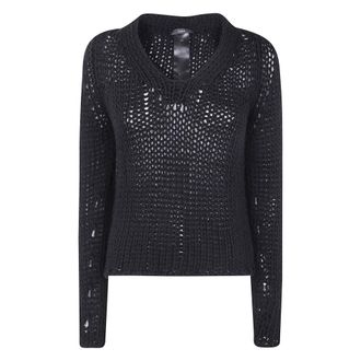 SAPIO L&auml;ssiger V-Ausschnitt Pullover - - Knitwear - Damen - Schwarzk - 2XS