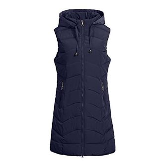 Generic Vestes dhiver longues &agrave; fermeture &eacute;clair pour femme 2026 - Sans manches - Chaud - Manteau d&eacute;contract&eacute; avec poche, bleu marine, 6XL