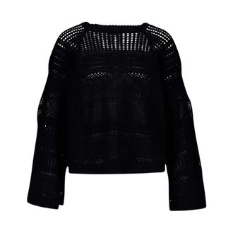 Stella McCartney Schwarze H&auml;kelstrick Offene-R&uuml;cken Bluse - - Knitwear - Damen - Schwarzk - S
