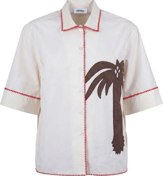 ottod'Ame Femme, Blouses et Chemises, Multicolore, Taille: 38 FR Chemise Brod&eacute;e &agrave; Manches Courtes