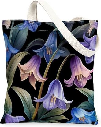 Generic Sac fourre-tout en toile pour le shopping, 33 x 38,1 cm, motif floral r&eacute;tro vintage, r&eacute;utilisable, sac d&eacute;picerie pour femme, esth&eacute;tique, peinture esth