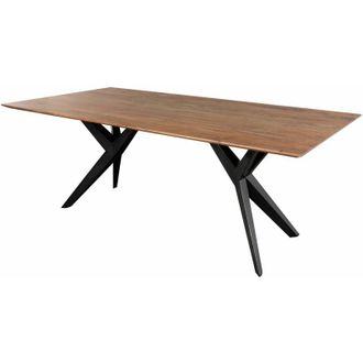 Massivmoebel24 Esstisch Akazie 220x100x76 natur lackiert Beine anthrazit gl&auml;nzend SWISS EDGE 37