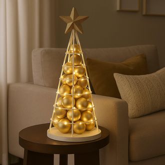 Mendler Deko-Baum HWC-O91, Weihnachtsbaum Schmuckbaum Weihnachtsdeko Christbaum zum Beschm&uuml;cken, Metall 60cm - wei&szlig;