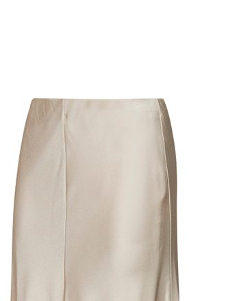 Brunello Cucinelli Bias-Cut Satin Skirt - Beige
