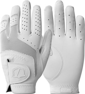 Wilson Conform Damen-Golfhandschuh, Premium-Cabretta-Leder, Dynamisches Mesh-Design und außergewöhnlicher Grip, Weiß, Größe M (Linke Hand)
