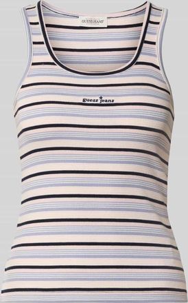 Guess Slim Fit Top aus Baumwoll-Mix mit Logo-Stitching