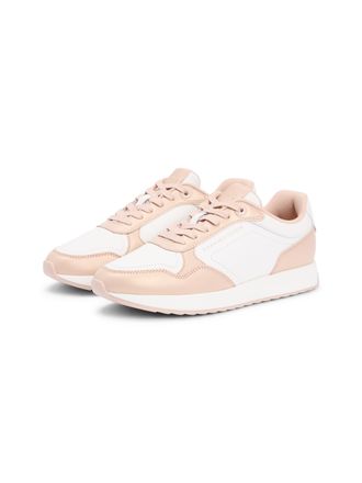 Tommy Hilfiger Plateausneaker TOMMY HILFIGER TH CHIC EVA RUNNER, Damen, Gr. 38, wei&szlig;, rose, Leder, Sonstiges Material, kontrastfarbene Details, Schuhe Plateausneaker