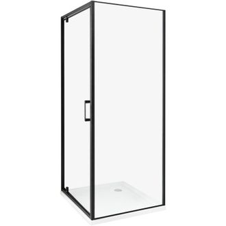 Beliani Beliani - Cabine de Douche Carré en Verre Trempé 70 x 70 x 185 cm Porte Simple Noir Darli