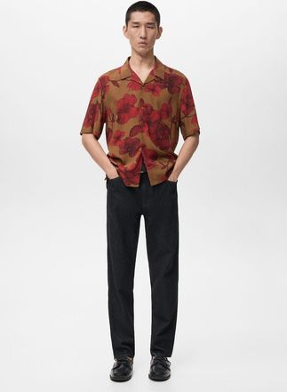 Mango Chemise fluide manches courtes rouge - Homme - XS - MANGO MAN