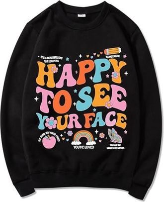 Generic Sweat-shirt pour femme - Imprim&eacute; graphique britannique - Haut surdimensionn&eacute; - Col rond - Manches longues - Automne - Hiver - D&eacute;contract&eacute; - Confortabl