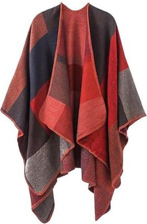 Generic Poncho Femme Hiver Chaud Chale Femme Hiver Chaud Cape Femme Effet enveloppant Cape Tricot&eacute;e Ample Col Ch&acirc;le Look Boh&egrave;me Automne-Hiver