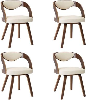 vidaXL Vidaxl - Chaises &agrave; manger lot de 4 cr&egrave;me bois courb&eacute; et similicuir