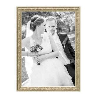 Photolini Bilderrahmen Antik Silber Nostalgie 30x40 cm Fotorahmen mit Glasscheibe/Kunststoff-Rahmen