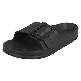 Spot On Mules &agrave; boucle plate pour femme, Noir, 41 EU