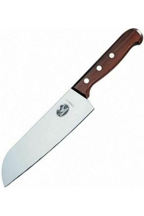 Victorinox by Swiss Army Wood, Profi Santokumesser, Extra Scharfe Klinge, gerader Schliff, 17 cm, Edler Holzgriff, Rostfreier Stahl, braun