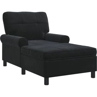 vidaXL vidaXL Chaise longue avec coussin Noir 91 x 157 x 91 cm Velours