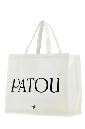 Patou Womens White Cotton Shopping Bag 090c Exterior: Borse A Mano