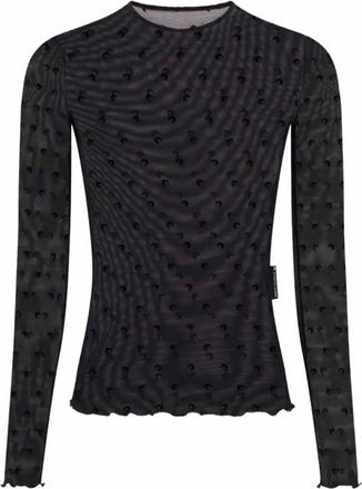 Marine Serre Femme, Blouses et Chemises, Noir, Taille: 40 FR Haut en maille int&eacute;grale avec motif lune