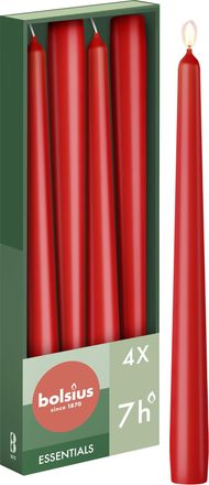 Bolsius Bolsius - Spitzkerzen - Rot - 12 St&uuml;ck - 245 x 24mm - L&auml;nge Brenndauer 7 Stunden