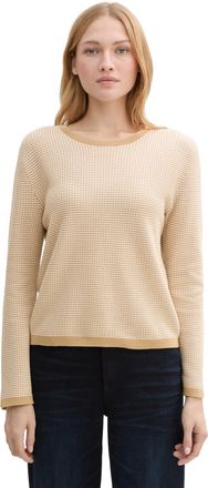 Tom Tailor Damen Strickpullover aus Baumwolle, 37527 - Beige Ecru Bubble Knit Design, XXL
