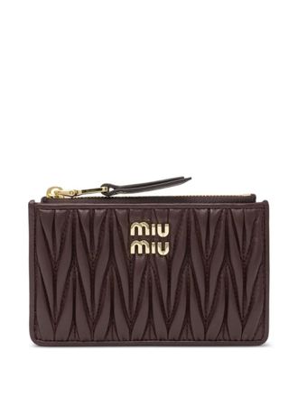 Miu Miu portefeuille zippé à plaque logo - Marron