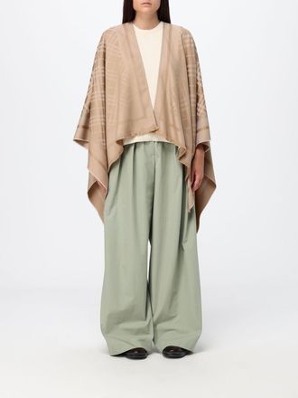 Burberry Cape asym&eacute;trique en tricot de laine et cachemire m&eacute;lang&eacute;s &agrave; col V