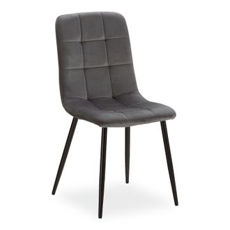 Homestyle4u 2216, Sessel Samt Wohnzimmer Stuhl Esszimmer Küchenstuhl Polstersessel Polsterstuhl Grau Anthrazit