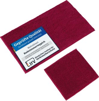 WohnDirect Badematten Set 2 teilig Beere - WC Vorleger (45x45cm), Badematte (50x80cm) - rutschfest waschbar Badezimmerteppich OHNE WC-Ausschnitt