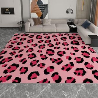 Generic Tapis de Salon Lavable en Machine 140 x 200 cm, Tapis &agrave; Faible Poil Antid&eacute;rapant avec Imprim&eacute; Minimaliste Mignon Animaux Imprim&eacute; L&eacute;opard - pour la Cha