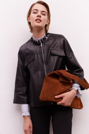 Gerard Darel Veste zipp&eacute;e en cuir lisse - MONA - Noir