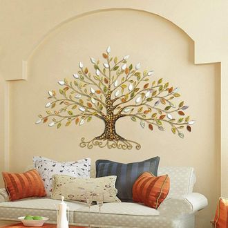 Generic Gro&szlig;e dekorative Wandskulptur aus Metall in Baumform f&uuml;r den Kamin, 3D-Bl&auml;tter, kreative Wanddekoration f&uuml;r den Wandhintergrund, 77 x 45 cm (30 B x 18